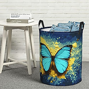Butterfly Laundry Hamper With Handles Collapsible Canvas Laundry Basket,Waterproof Storage Basket,Toy Storage Bag