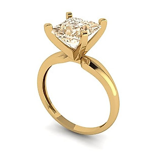 Clara Pucci 2.4ct Princess Cut Solitaire Genuine Natural Morganite Wedding Bridal Designer art deco Anniversary Ring 14k Yellow Gold