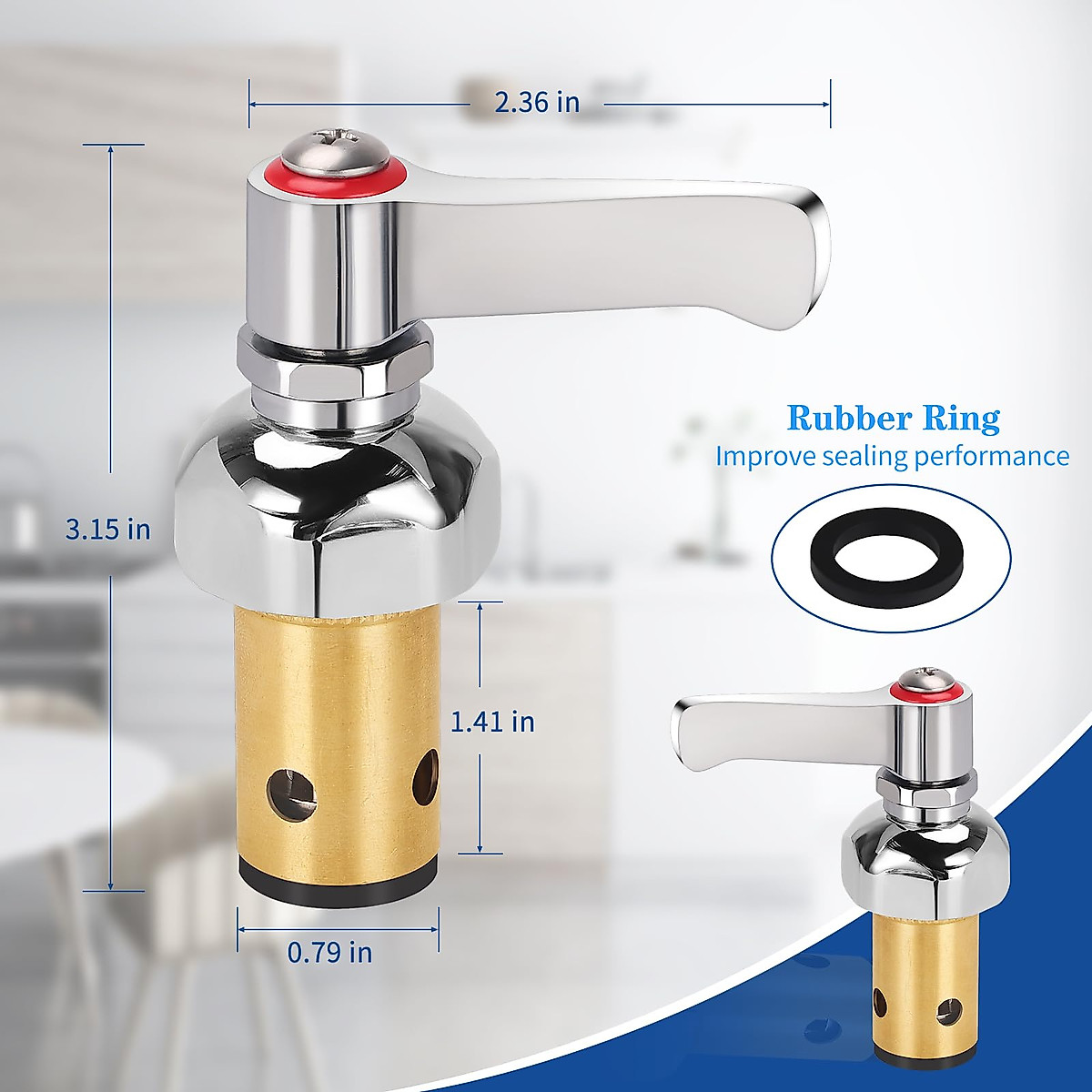 TNROTED Replacement 002714-40 Hot Side Lever Handle Brass Spindle Assembly Replacement Faucet Cartridge, Handle Stem Assembly Fits for All T&S Faucets, Red