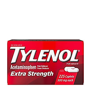 Tylenol Extra Strength Caplets with 500 mg Acetaminophen, Pain Reliever & Fever Reducer, 225 ct