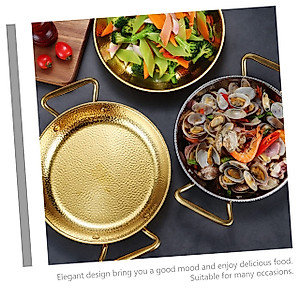 HANABASS 4pcs Dinner Nonstick Tray Pan for Use Hotpot Snack Chicken Steel Nabe Handle Cookware Serving Pot Induction Foods Golden Kitchen Home Paella Plate Restaurant Skillet Handles