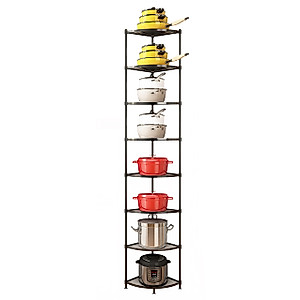 ZIGAMA 8-Tier Kitchen Pot Rack, Cookware Stand Storage Organizer ，Multi-Layer Corner Shelf Stand Metal Shelves for Kitchen