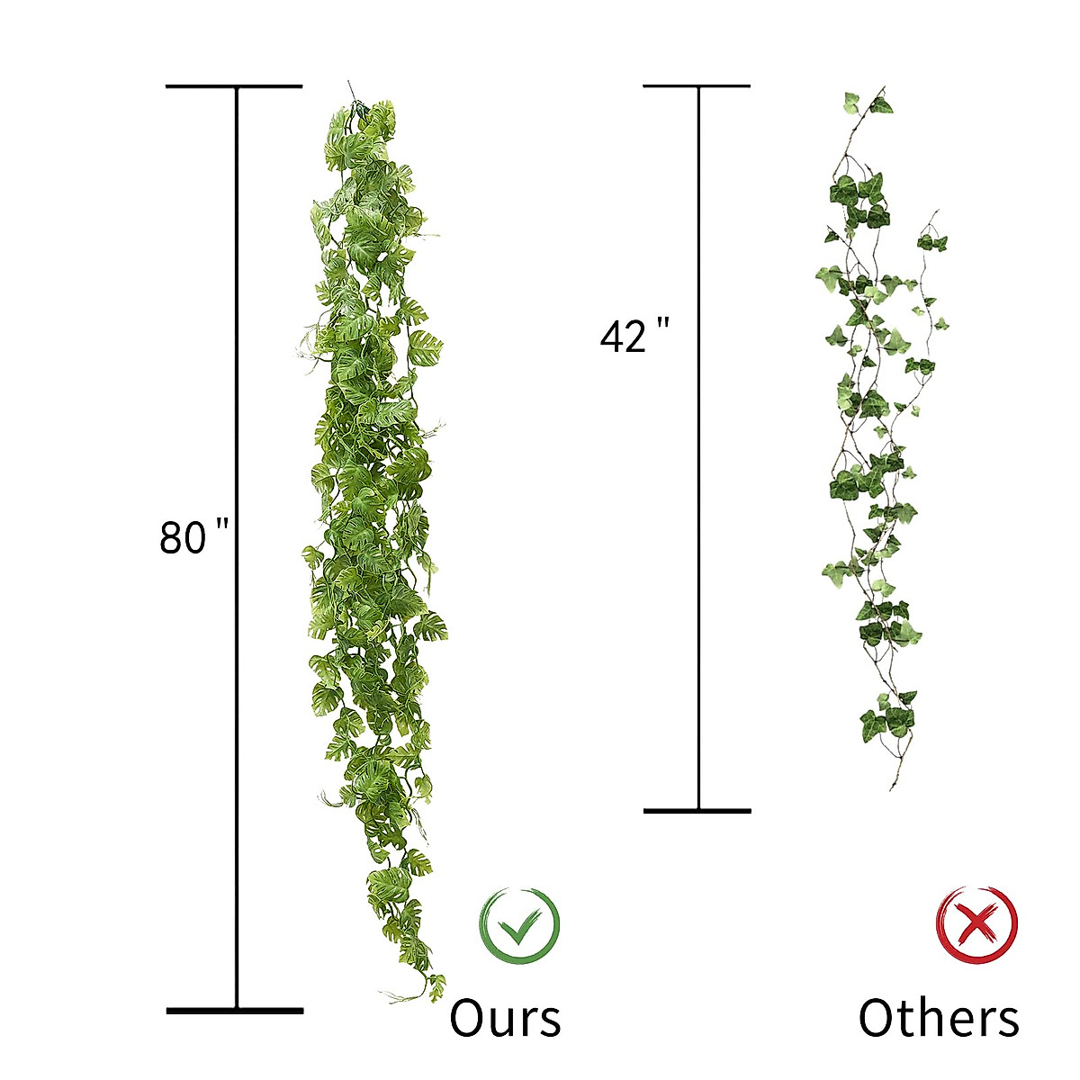 Astridia 2 Packs Hanging Artificial Plants Vine, 6.6ft Fake lvy Garland, Hanging Greenery Faux Plants for Wedding Party Room Garden Home Decor