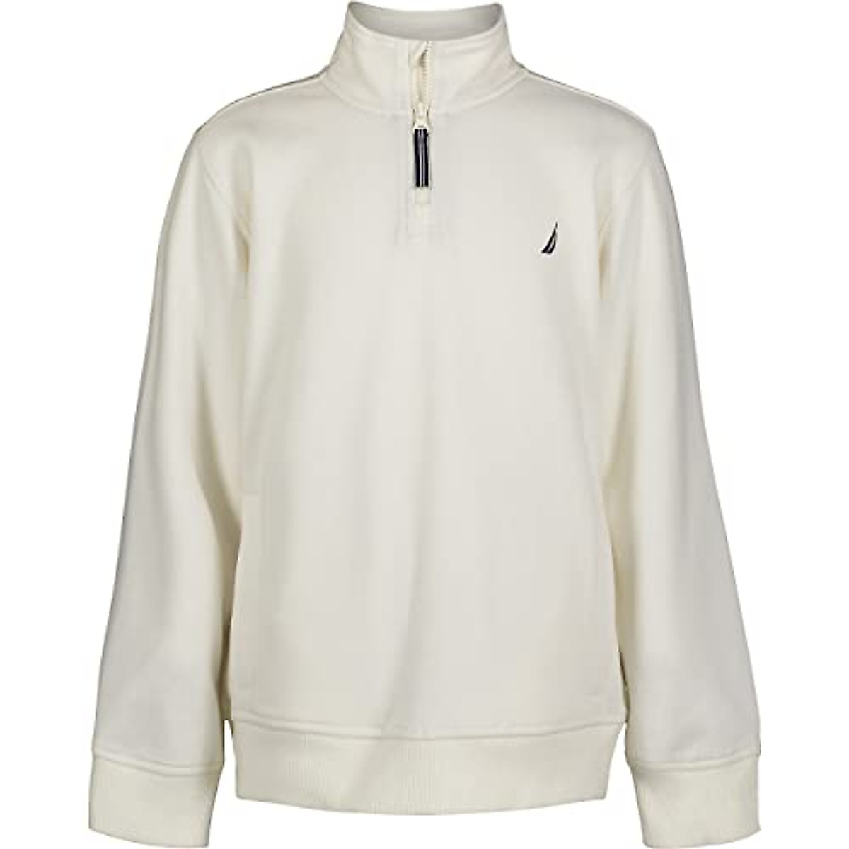 Nautica Boys' Long Sleeve Fleece Quarter Zip Jacket, Vanilla Ice/Pullover, 6