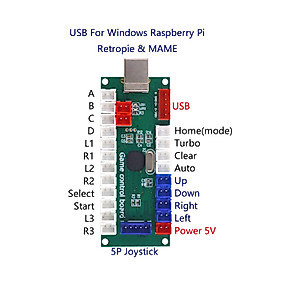 SJ@JX Arcade Game USB Encoder Zero Delay Arcade Button Joystick Controller for PC Raspberry Pi MAME