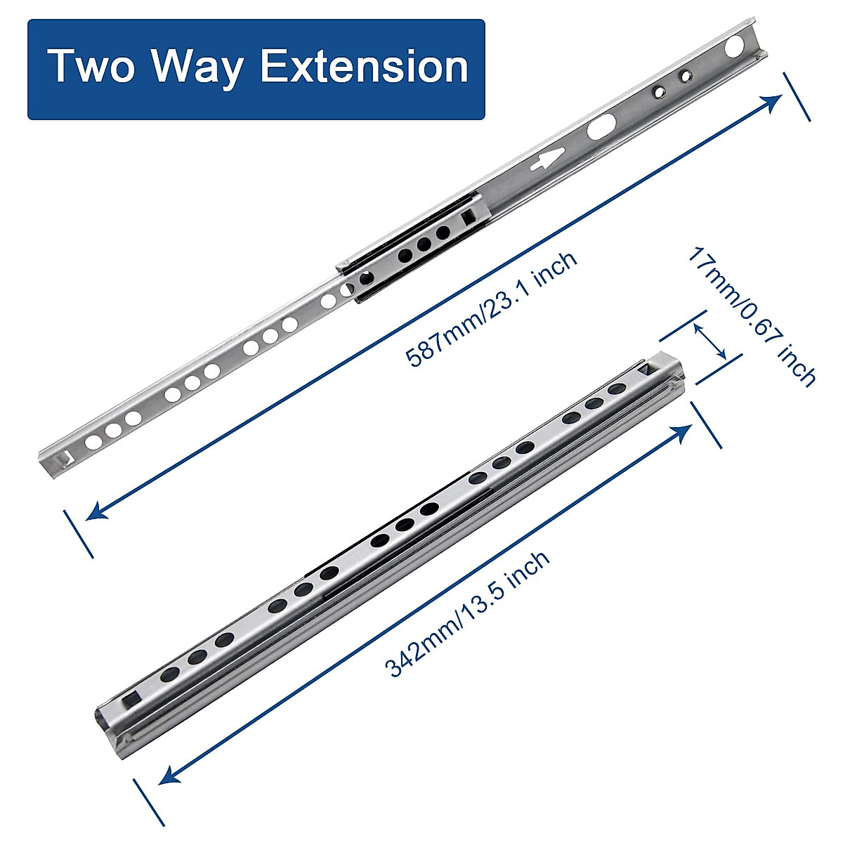 Suiwotin 13.5 Inch Drawer Slides, Metal Drawer Slide, Small Drawer Rails, Ball Bearing Dual Direction Slide Track Rail, Pack of 2 (0.7 inch Wide)