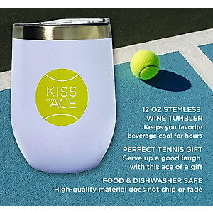 Tennis Wine Tumbler | Funny Tennis Gift | 12 oz Insulated Stainless Steel Wine Glass for Tennis Players
