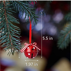 dongye 9 PCS Christmas Bells, Christmas Jingle Bell,Christmas Tree Bells Pendant,Christmas Holiday Party Supplies Craft Bells with Star Cutouts, Red & White & Green Home Garden Christmas Tree Decor