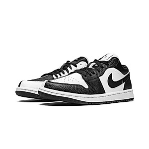Jordan Nike Women's Air 1 Low UNC Basketball Shoe, White/Black/White, 6.5