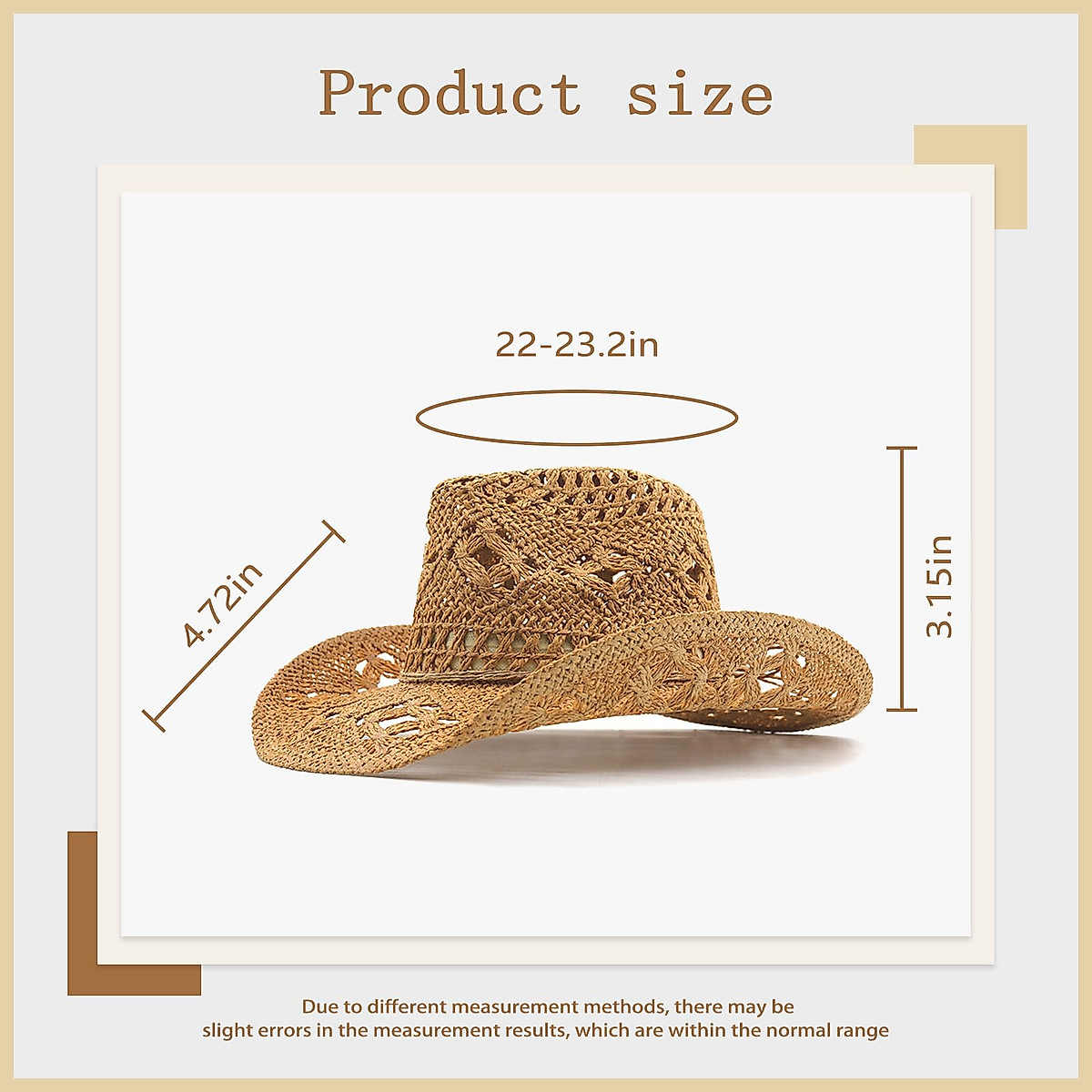 UYIQWCDFPK Straw Cowboy Hats for Women Sparkly Western Cowgirl Hat for Holiday Party Foldable Vacation Beach Sun Hat with Wide Brim,Brown