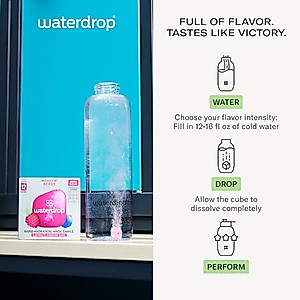 waterdrop Sports Energy Set | 48 Drink Cubes - 4 Flavors | Sugar-free Instant Energy & Sport Drinks | Drink Mix Powder Effervescent tablets | Natural Caffeine, fruit extracts, vitamins, minerals