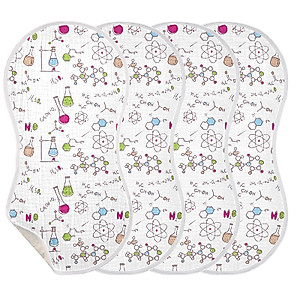 vvfelixl Muslin Burp Cloths Chemistry Pattern Baby Washcloths for Baby Girl Boys 2 Pack White