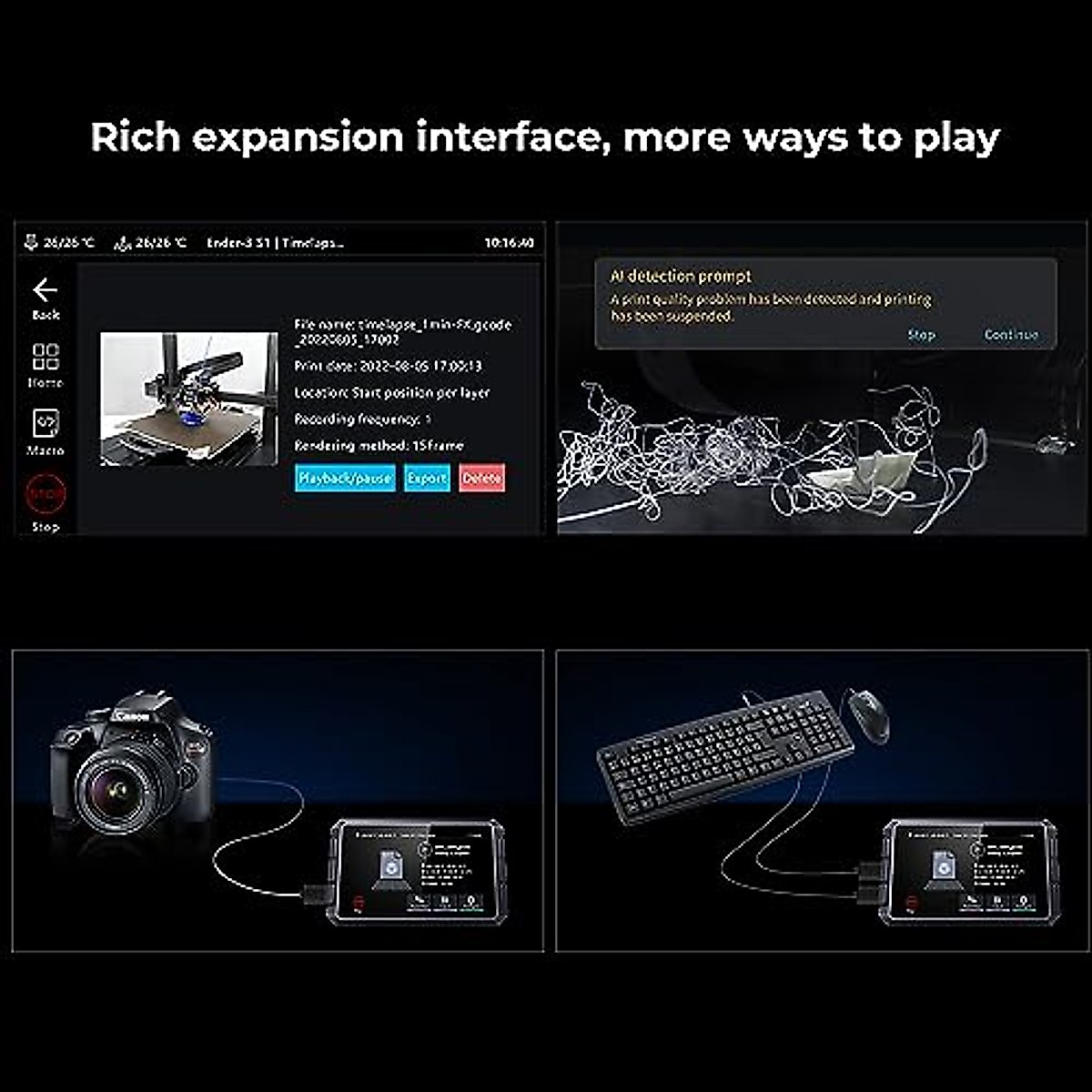 Creality Sonic Pad 7 Inch Touch Screen 3D Printer Smart Pad Based on Klipper Firmware Higher Printing Speed Support Keyboard Control time-Lapse Shoot Al Detection for Ender-3 S1 Pro/CR-10 Smart etc
