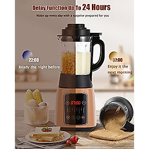 Moongiantgo Professional Cooking Blender for Kitchen Hot Cold with 8 Presets, 59Oz Glass Jar, 58000RPM High Speed Quiet for Smoothie Shake, Khaki 110V