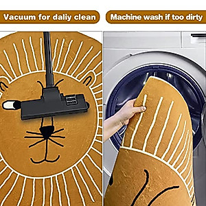 USTIDE Large Lion Play Mat 5.2ft, Super Soft Animal Kids Carpet Round Boys Girls Bedroom Rug Nursery Rug Kids Rug