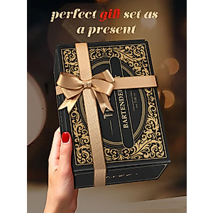 Bartender Kit, TNCO Cocktail Shaker Set with Stand,Bar Set Drink Mixer Set with All Essential Bar Accessory,Martini Mixer Cup with Muddler,Jigger, Strainer,Ice Tongs,Spoon,Liquor Pourers,Ice Filter