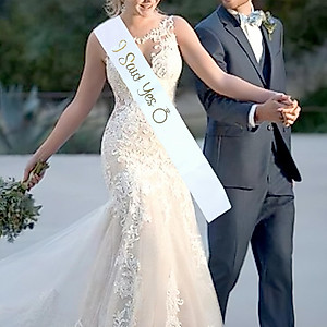 Luwigs I Said Yes Sash White Sash with Gold Lettering Engagement Proposal Bachelorette Party Sash for Bridal Shower Wedding Party Favors Accessories Supplies Engagement Gifts for Bride to Be (White)