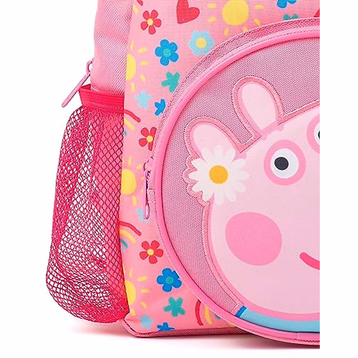 Peppa Pig Kids 4 Piece Backpack Set | Girls Boys Animated George Pig Hearts Pink Rucksack Lunch Bag Pencil Case Water Bottle | Back to School Bag Gifts