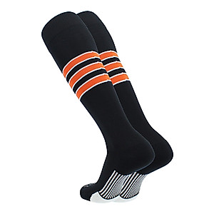 TCK Performance Baseball/Softball Socks (Black/White/Orange, Large)