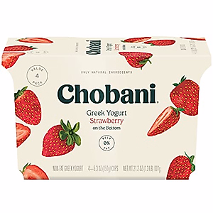 Chobani® Non-Fat Greek Yogurt Strawberry on the Bottom 5.3oz 4-pack