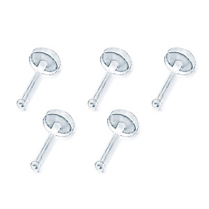 Hithop 5-Pack Clear Bioflex Flat Top Nose Ring Bone Retainers (20 Gauge (0.8mm))