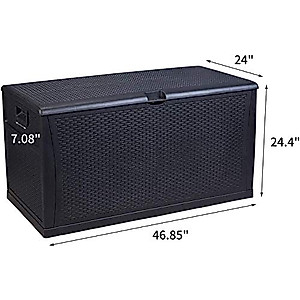 OVASTLKUY 120 Gallon Large Deck Box, Outdoor Storage Box Waterproof Resin Indoor/Outdoor Storage Container and Seat for Patio Cushions (Black)…