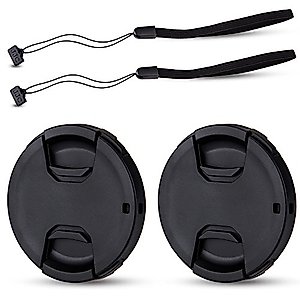 2 Pack JJC 55mm Front Lens Cap Cover with Cap Keeper for Nikon D3500 D3400 D5600 D7500 with AF-P 18-55mm f/3.5-5.6G VR Kit Lens, Sony FE 28-70mm f/3.5-5.6 Lens & Other Lenses with 55mm Filter Thread