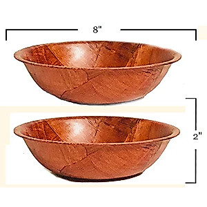 Wooden Woven Round Salad Bowl, Woven Wood Snack Bowl (8"-Inch, Set of 6) Mixing Bowl