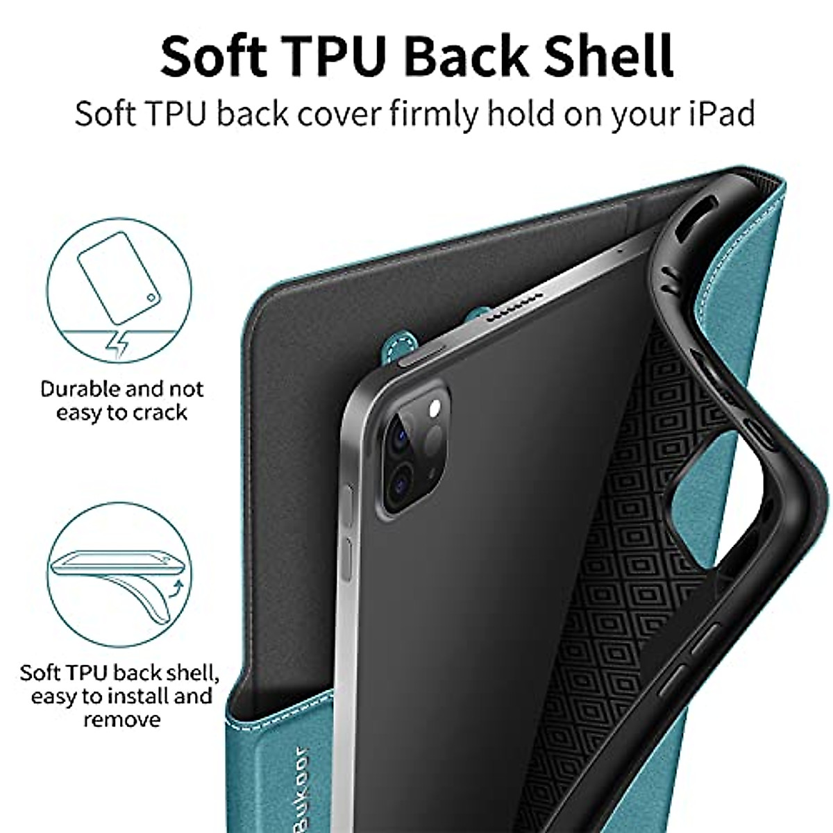 BuKoor iPad Pro 11 inch Case 2022 4th/3rd/2nd/1st Generation Case (2021/2020/2018) with Pencil Holder, Auto Sleep/Wake Function Smart PU Leather with Pocket Shockproof Magnetic Clasp Cover (Green)