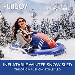 FUNBOY Winter Fun Inflatable Snowmobile, Two Pack, Retro Two Pack