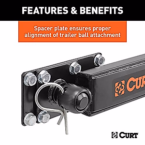 CURT 17062 Round Bar Weight Distribution Hitch with Integrated Lubrication and Sway Control, Up to 10K, 2-in Shank, 2-5/16-Inch Ball, Black