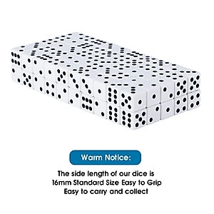 100 PC White Dice (16MM), Board Games, Parties, Educational Activities