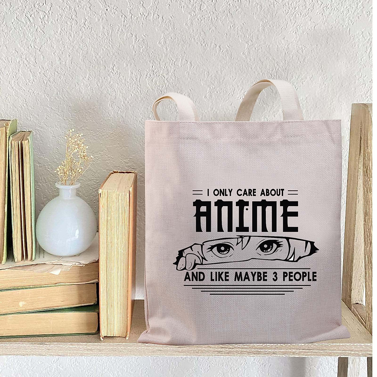 BDPWSS Anime tote bag for women Anime Lover Gifts I Only Care About Anime And Like Maybe 3 People Gift (Care about anime TG)