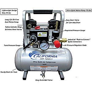 California Air Tools 1620S Ultra Quiet & Oil-Free 2.0 Hp, 1.6 Gal. Steel Tank Air Compressor