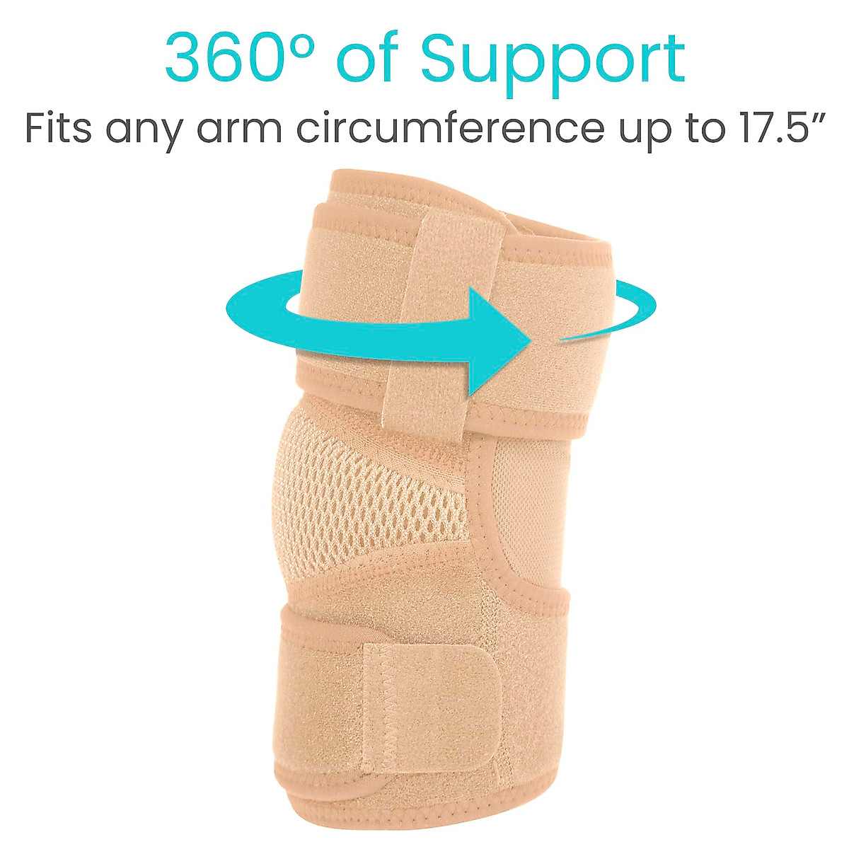 Vive Elbow Brace - Tennis Compression Sleeve - Wrap for Golfers, Bursitis, Left or Right Arm - Tendonitis Support Strap for Golf, Men and Women - Epicondylitis and Sports Recovery (Beige, Standard)