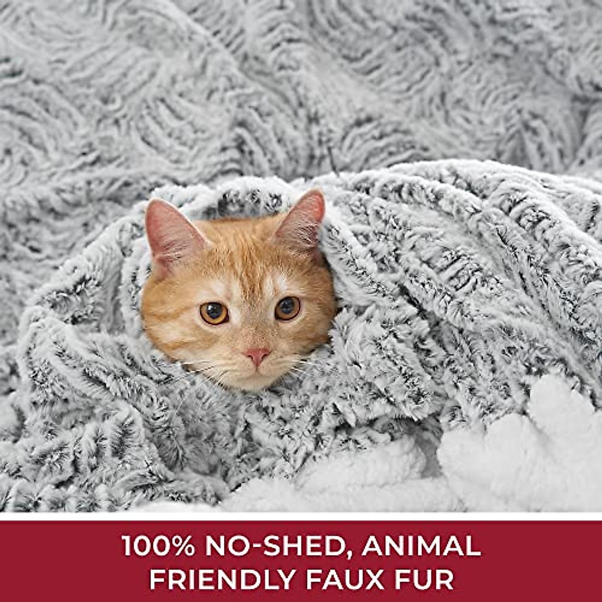 Mellanni Faux Fur Plush Blanket - Luxurious Gray Throw Blankets - Fuzzy Blankets and Throws - 2-Sided Faux Fur Blanket & Sherpa - Shed-Resistant Throws and Blankets for Sofa (50" x60'', Gray)
