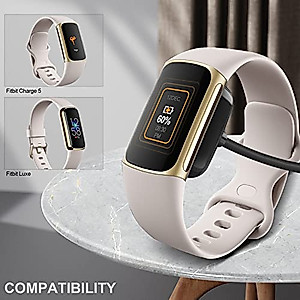 Sowuouxy Charger for Fitbit Luxe/Fitbit Charge 5,2 Pack Replacement USB Charging Cable Dock Stand Compatible withFitbit Luxe/Fitbit Charge 5 Smartwatch