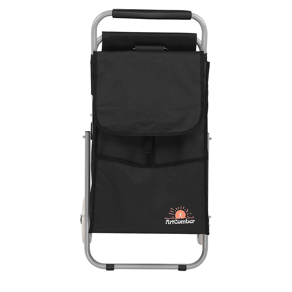 The ArtComber Folding Big Wheeled Portable Rolling Chair/Art Cart with Storage - Black