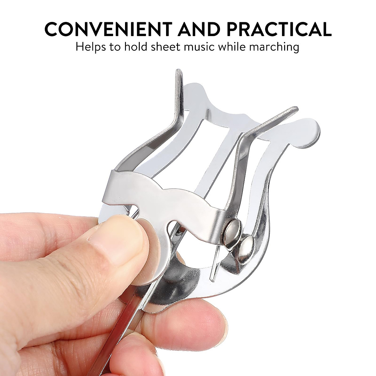 Trombone Lyre Sheet Music Holder Marching Lyre for Trombone, Metal Sheet Music Clip Clamp-On Holder, Wind Instrument Trumpet Sheet Music Stand