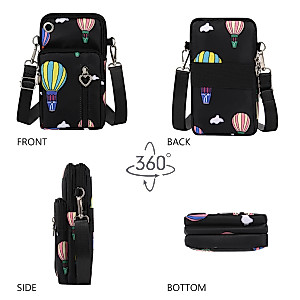 Small Crossbody Wallet Phone Bag, Nylon Cell Phone Purse, Travel Crossbody Bag Cell Phone Shoulder Bag Arm Bag Mini Wallet Purse, with Headphone Port (Balloon)