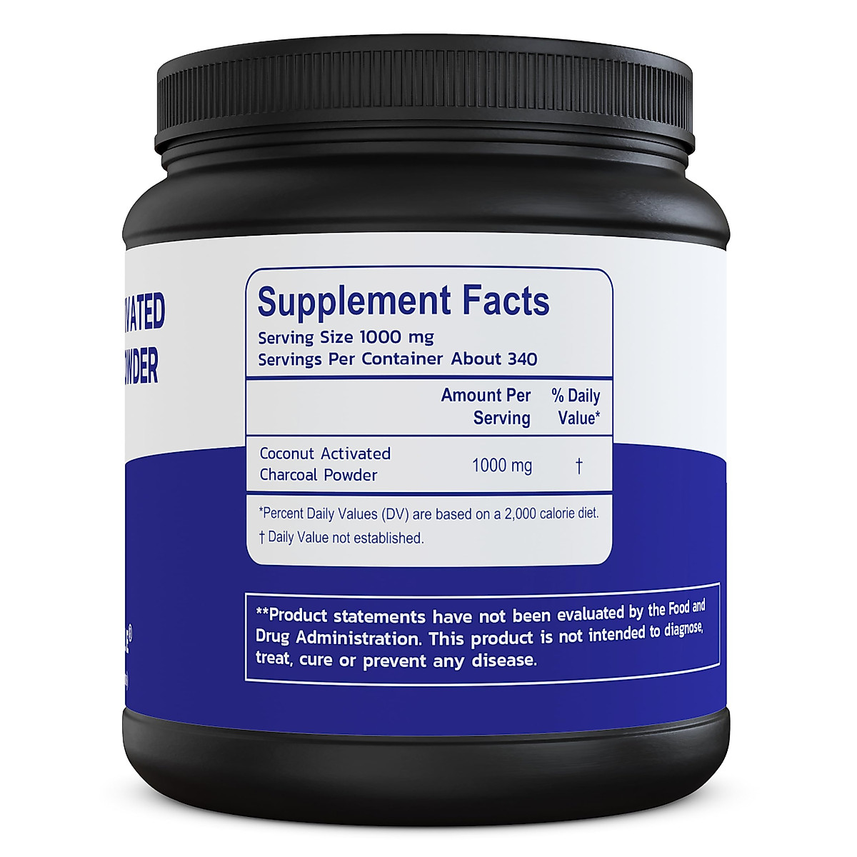 Large 12 Oz. Coconut Activated Charcoal Powder. Whitens Teeth, Rejuvenates Skin and Hair, Supports Better Digestion. USA-Owned Producers, Free Scoop