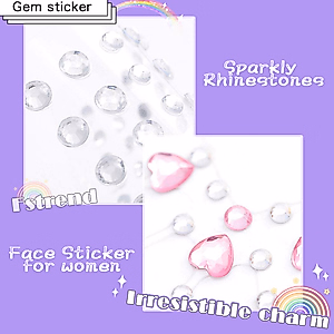 Fstrend Glitter Rhinestones Face Gems Mermaid Body Stickers Crystals Face Jewels Tattoo Sticker Clubwear Party Rave Festival Body Jewelry for Women and Girls(4 Pcs)
