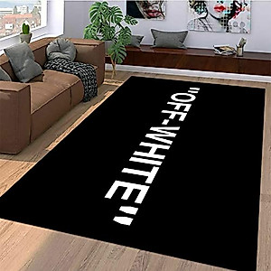 Off White, Black White Printed Rug, Keep Off Rug, Street Art Rug, Fashion White, Office & Room Decor, Floor Carpet, Fashion, Designer, Gift 1.6x2feet-50x70cm(MatSize)