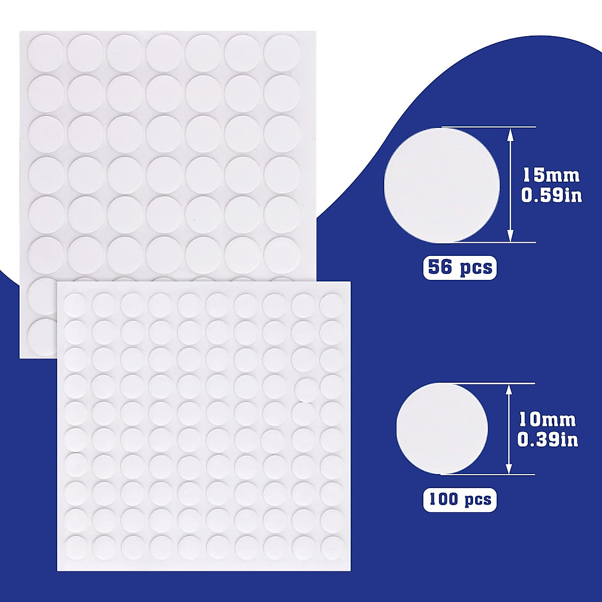 156 PCS Double Sided Adhesive Dots, Removable Clear Sticky Putty No Trace Round Adhesive Putty for Wax Seal Kit Wall Hanging Festival Decoration (10mm +15mm)