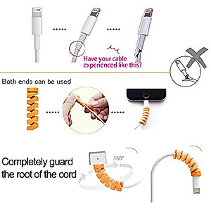 36 PCS Cable Protectors for iPhone iPad Charger End Cord Savers with 2 Desk Cable Clips, VIWIEU Spiral USB Wire Protector for Headphone MacBook Laptop Earphone Cell Phone Cute Cable Wrap Accessories