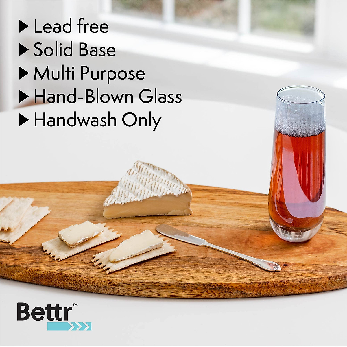 BETTR - Stemless Champagne Flute Glasses - Iridescent Blue/Indigo Bottomless Mimosa Glass - Cocktail/Wine Glassware - All-Purpose Drinkware Juice, liquor, Water Glasses with 10.5 FL oz (Set of 4)