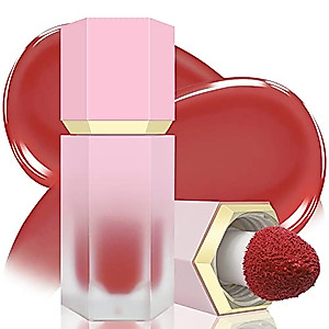 BEFIVECOK Liquid Blush for Cheeks, Soft Cream Blush with Cushion Applicator, Dewy Finish Matte Velvet Texture, Natural-Looking, High-Pigmented Blendable, Long-Wearing Skin Tint Blush Makeup | #01 SEDUCTIVE-Bright Red