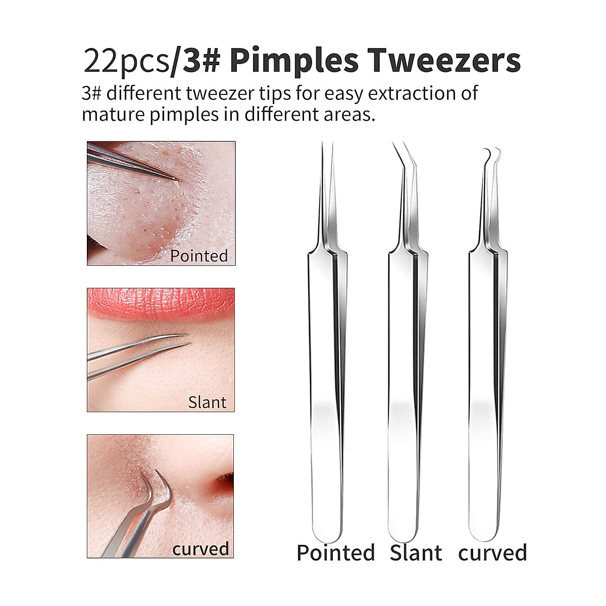 2024 Professional Pimple Popper Tool Kit - 22 PCS Blackhead Remover Tools for Acne and Zit Popping Comedone Extractor with Magnifying Glass and Alcohol Pad