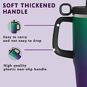 ZZT 40 oz Tumbler with Handle and Straw Lid,Leak Proof Metal Sports Water Bottle Jug,Stainless Steel Insulated Travel Coffee Mug-Fits in Cup Holder-Gifts for Women & Men(Green Purple)