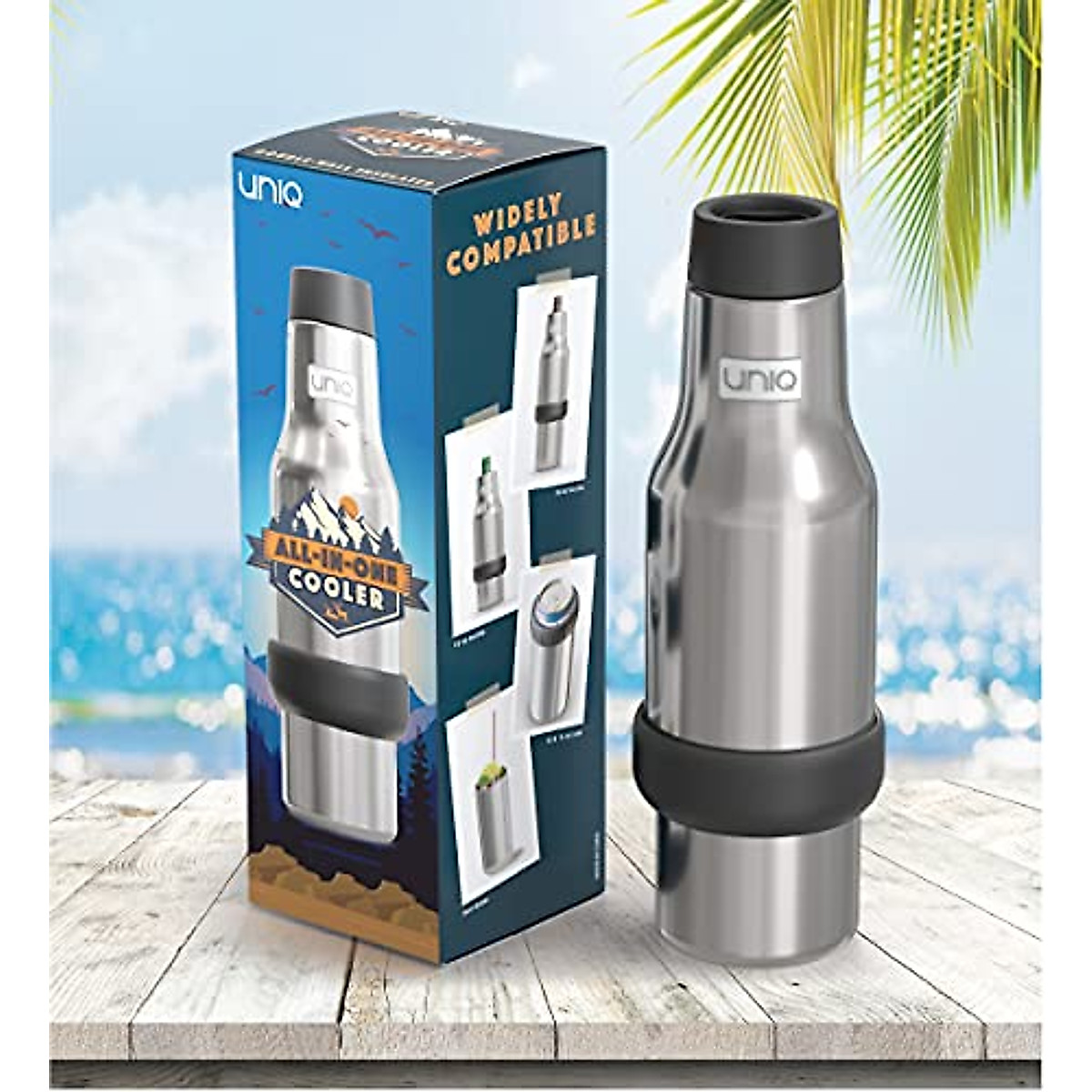4 in 1 Insulated Bottle & Slim Can Cooler for Beer, Perfect for 11oz, 12oz & 16oz Cans & Beer Bottles - Patent Pending Stainless Steel Insulated Can Cooler Design That Keeps Drinks Cold for X Hours